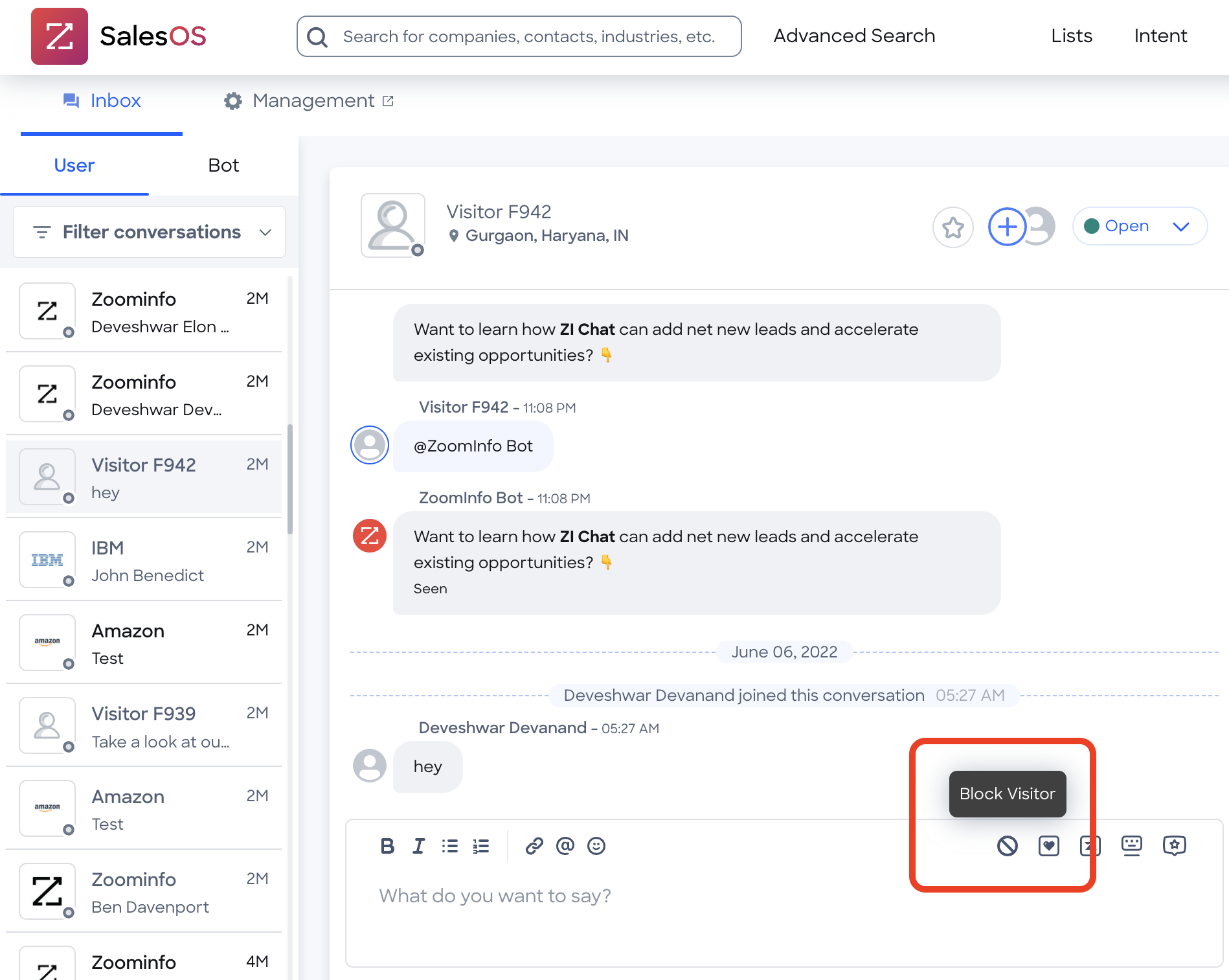How to Block Users in ZoomInfo Chat