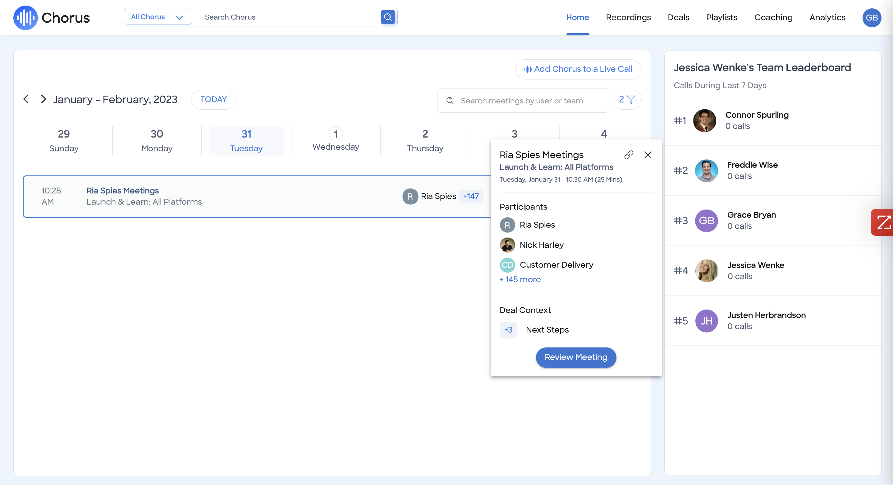 Overview of the Chorus Homepage