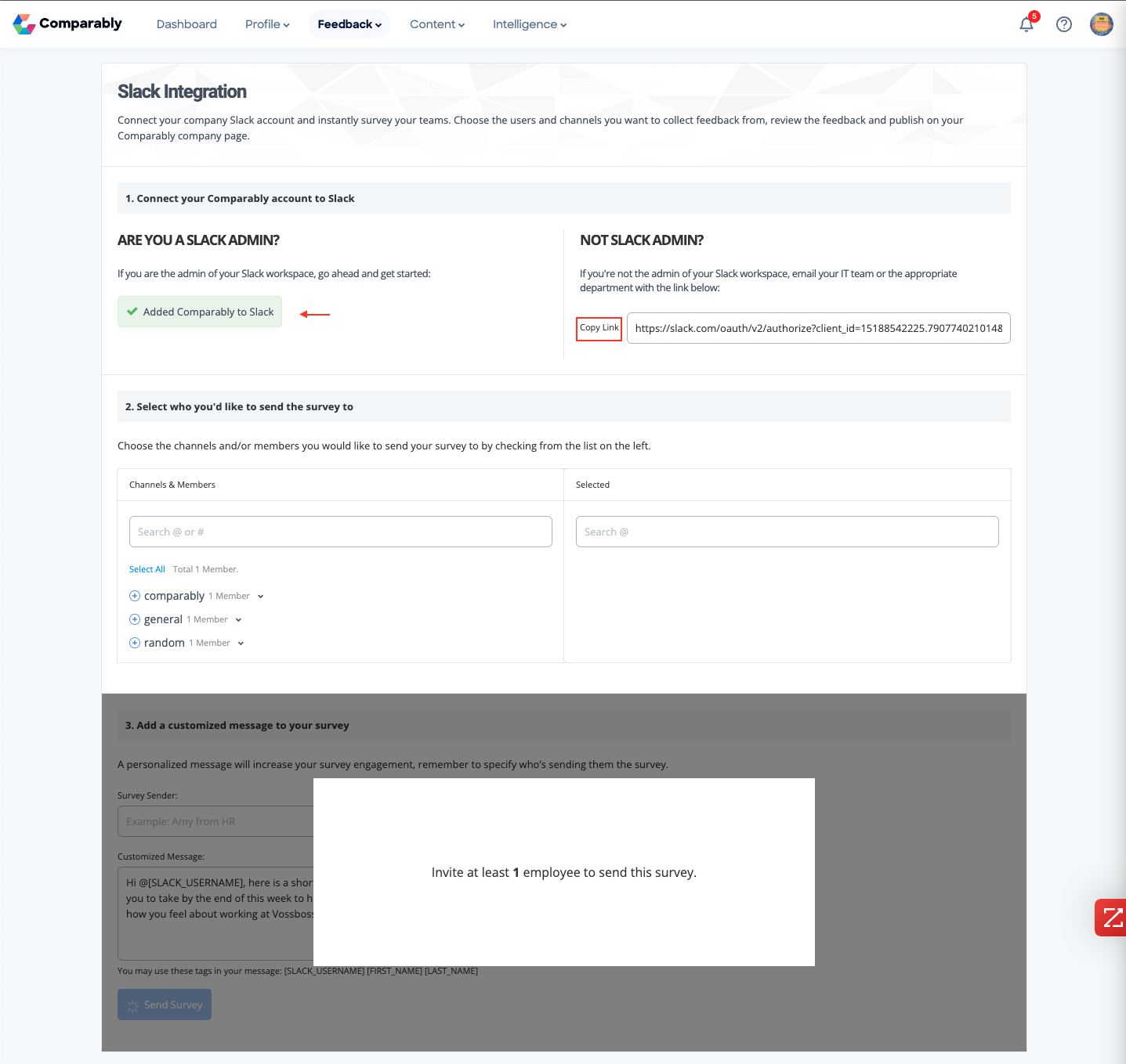 Overview of the Comparably App for Slack