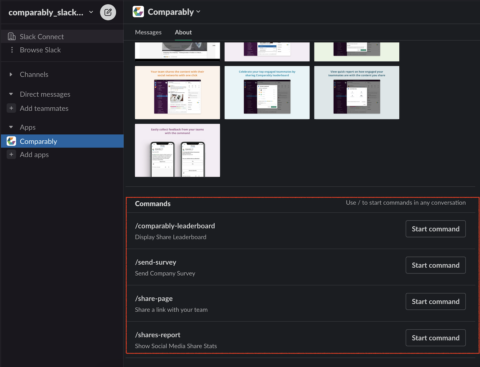 Overview of the Comparably App for Slack
