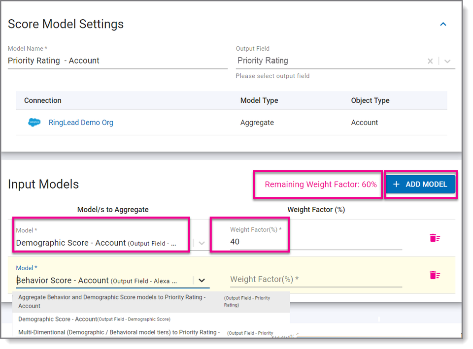 How to Configure an Aggregate Score Model