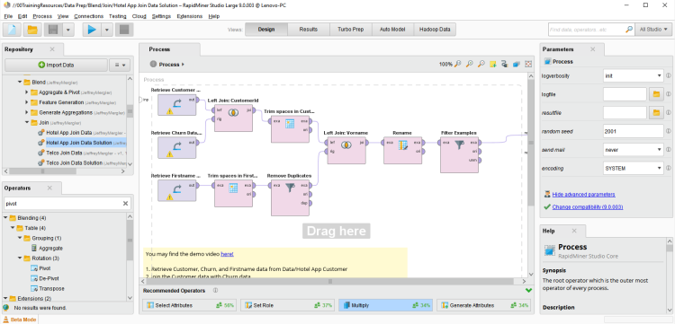 Extracting Data demo | RapidMiner Studio